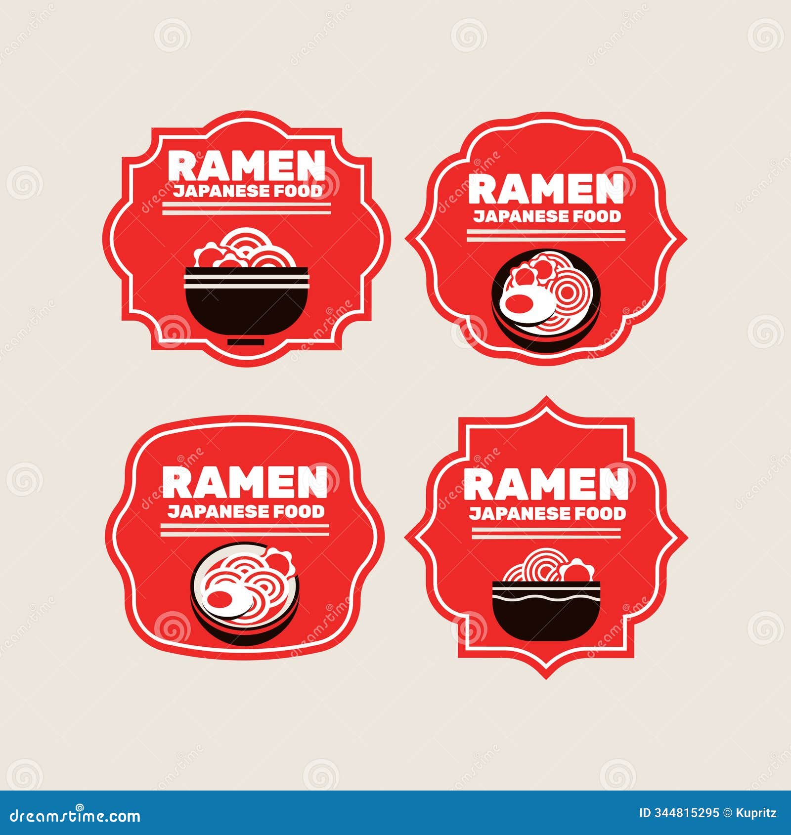 Set of Japanese Noodles or Ramen Logo, Badges, Banners, Labels Stock ...
