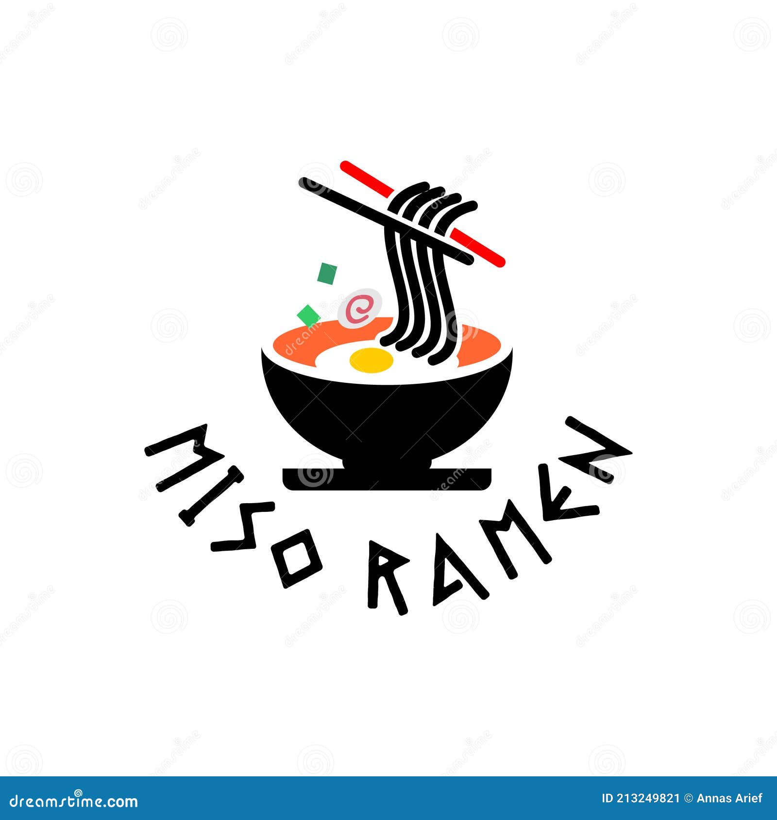 Ramen Logo Noodles Graphic Design Template With Bowl And Chopstick Stock Vector Illustration