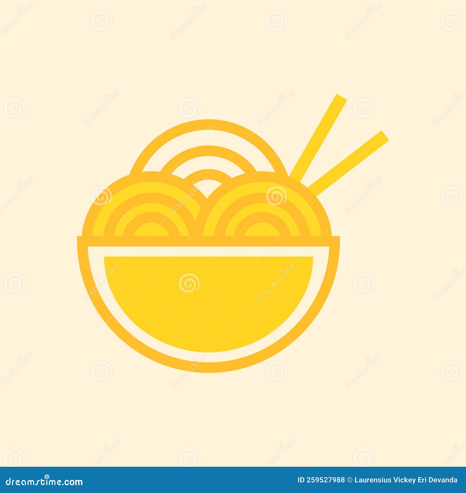 Soft Yellow Pastel Ramen Noodles Food Icon Pack Vector Illustration ...