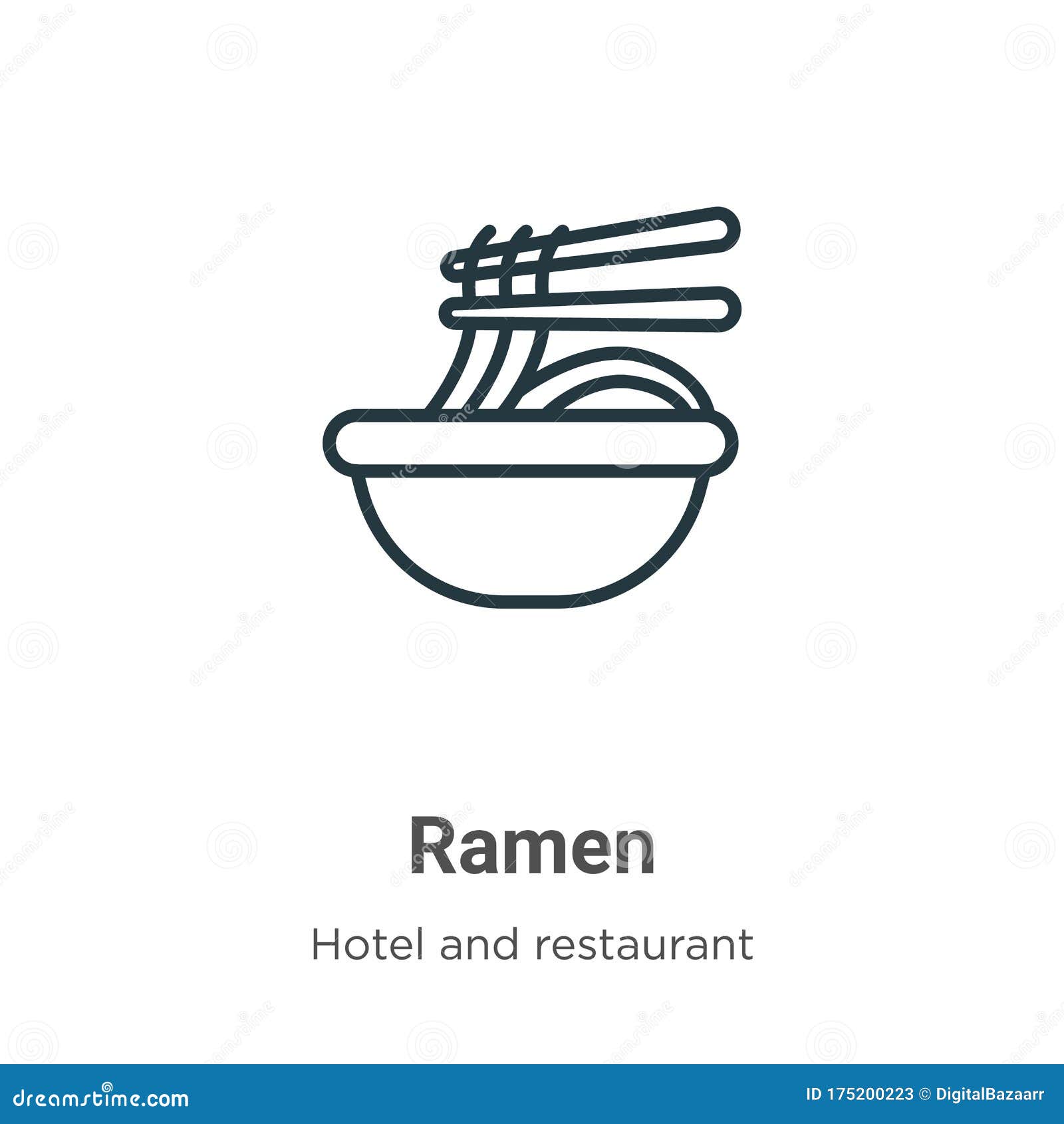 Ramen Outline Vector Icon. Thin Line Black Ramen Icon, Flat Vector ...