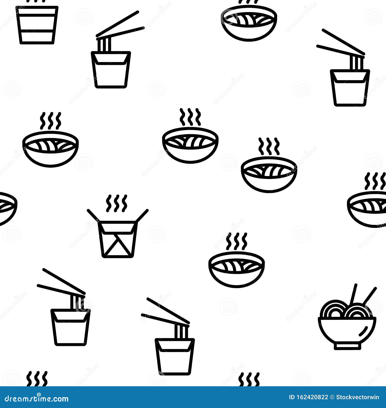 Ramen Spaghetti Food Vector Seamless Pattern Stock Vector ...