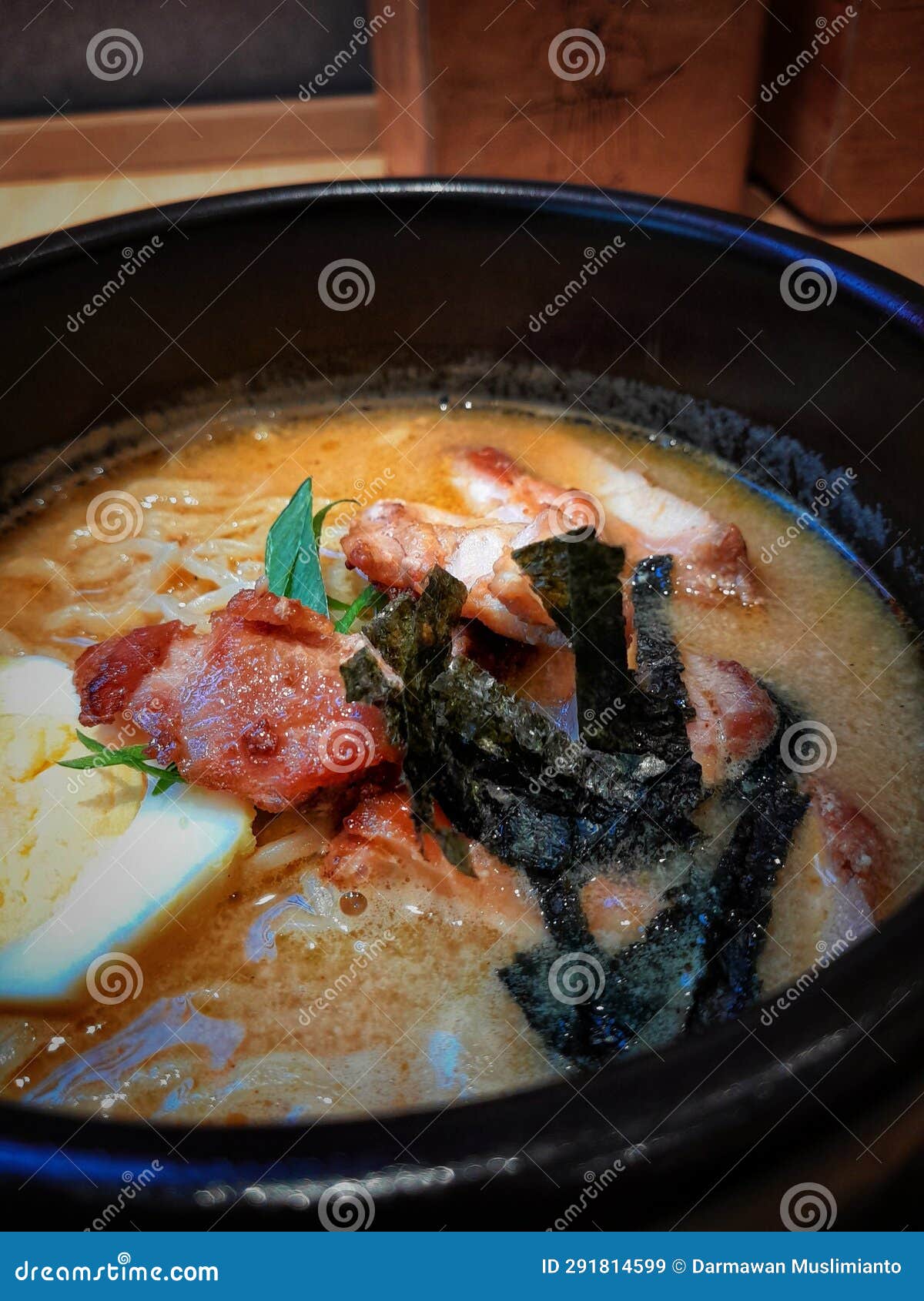 Ramen Stew with Egg and a Delicious Beef Slice Stock Image - Image of ...