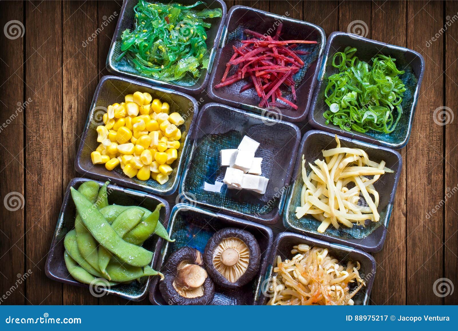 Ramen topping bowls stock image. Image of ramen, bamboo - 88975217