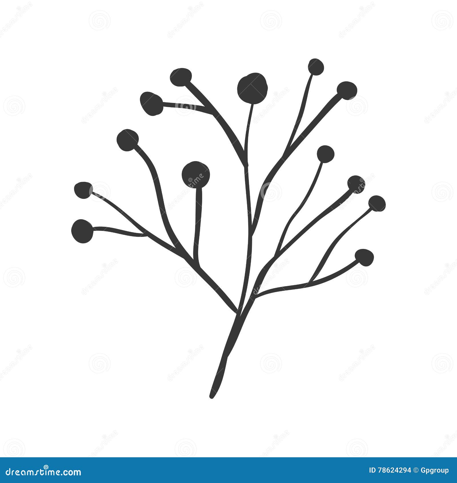 Ramifications Tree with Stem and Branches Stock Vector - Illustration ...