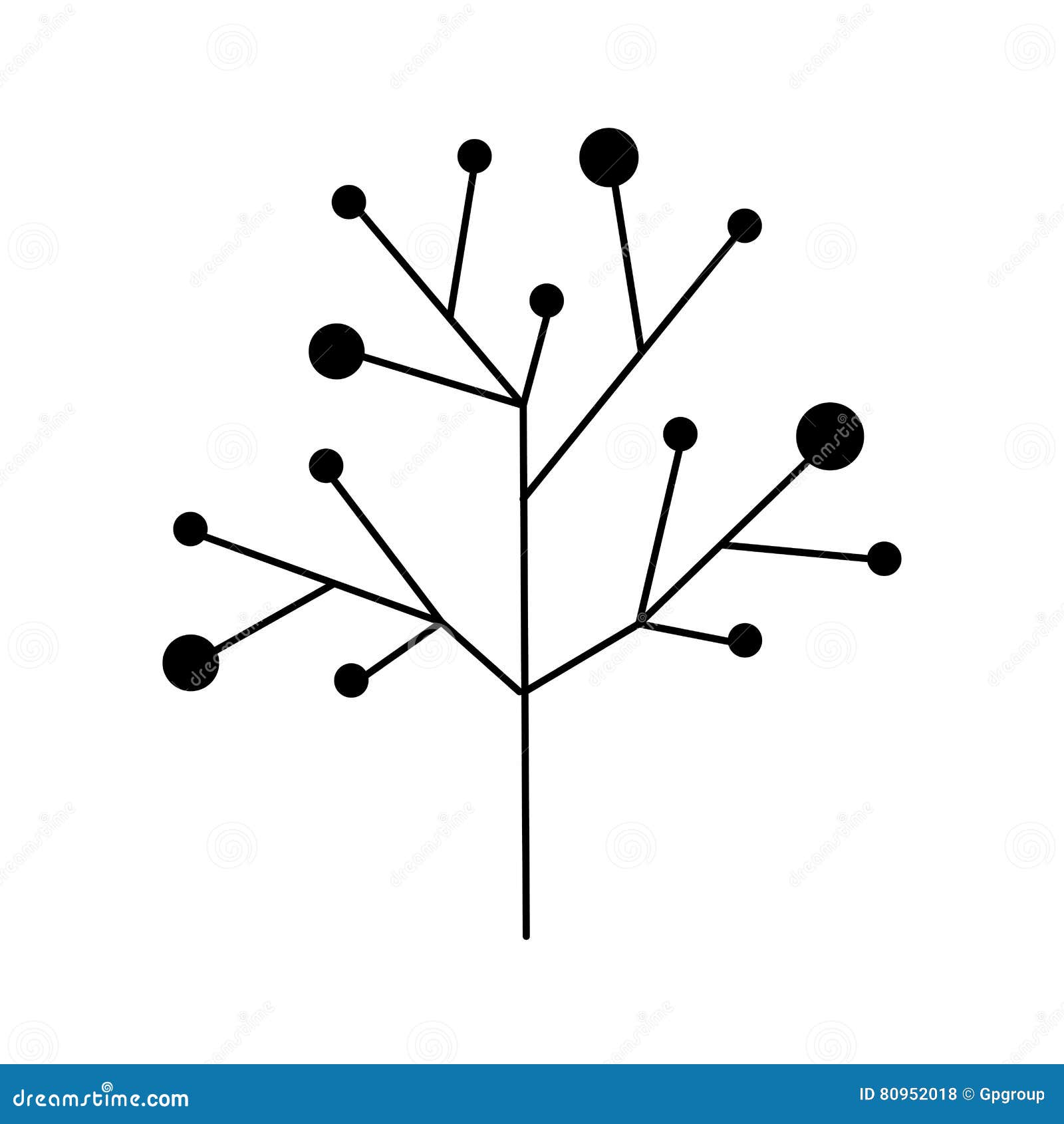 Ramifications Tree with Stem and Branches Stock Vector - Illustration ...