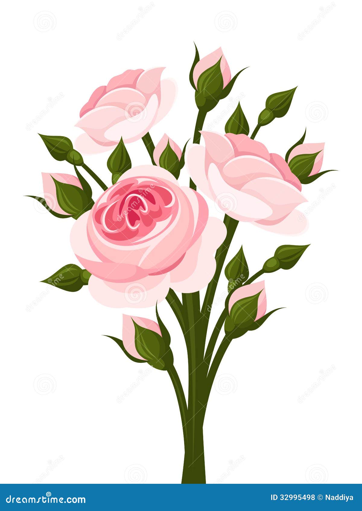 Ramo Cor-de-rosa Das Rosas. Ilustração do Vetor - Ilustração de flor ...