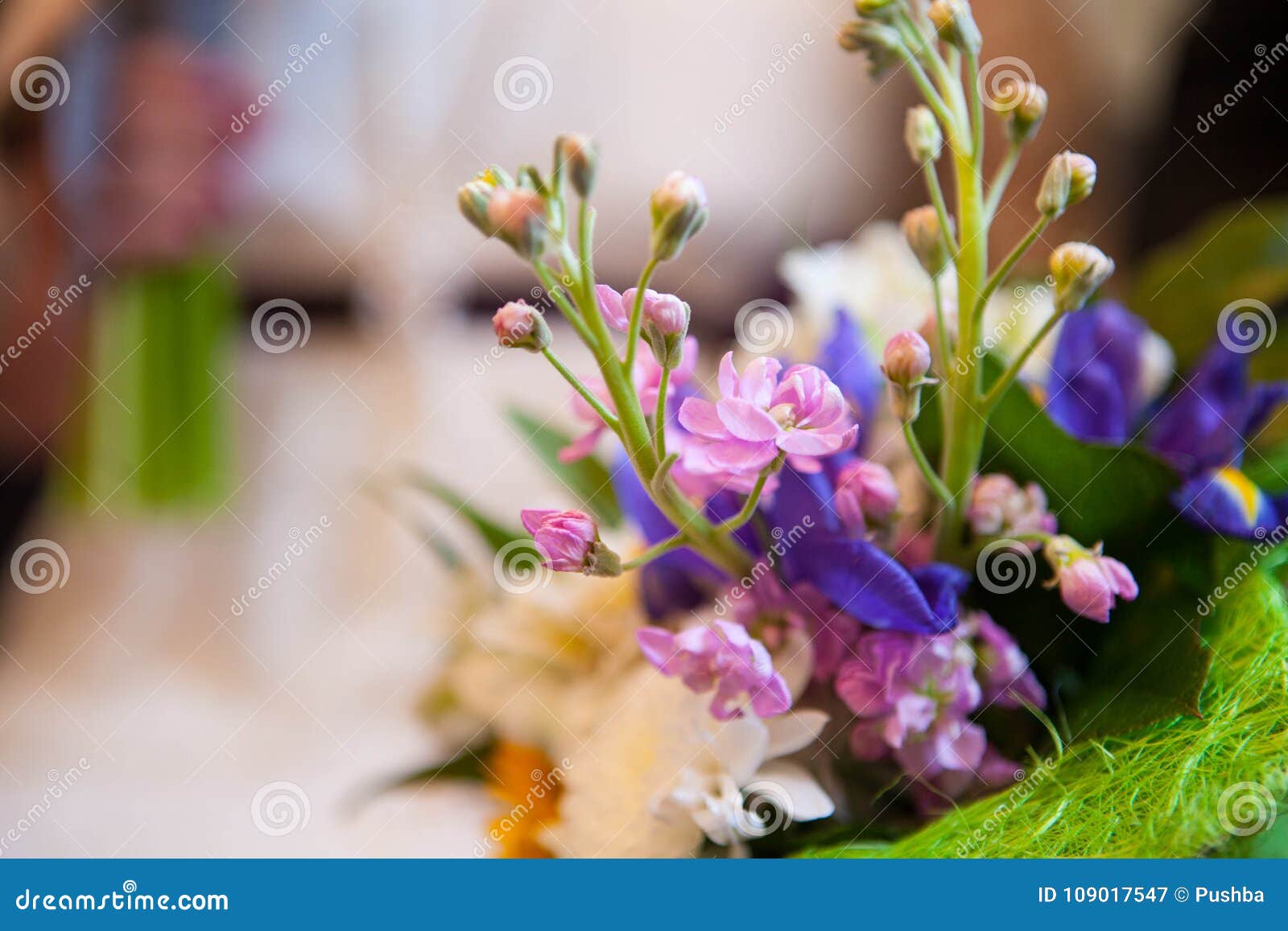 Ramo De Flores: Rosas, Violetas, Mimosa Imagen de archivo - Imagen de ...