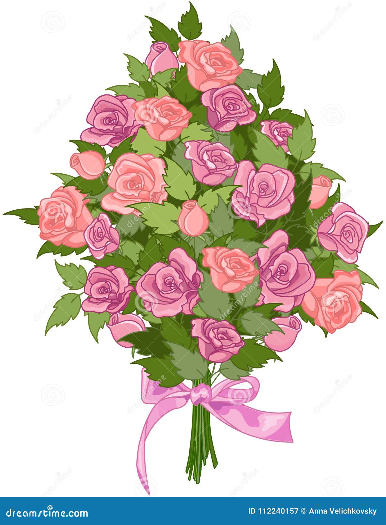 Ramo de rosas ilustración del vector. Ilustración de vector - 112240157