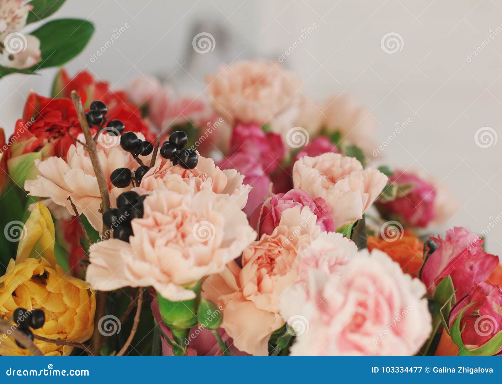 Ramo De Rosas Y De Claveles Copie El Espacio Imagen de archivo - Imagen ...