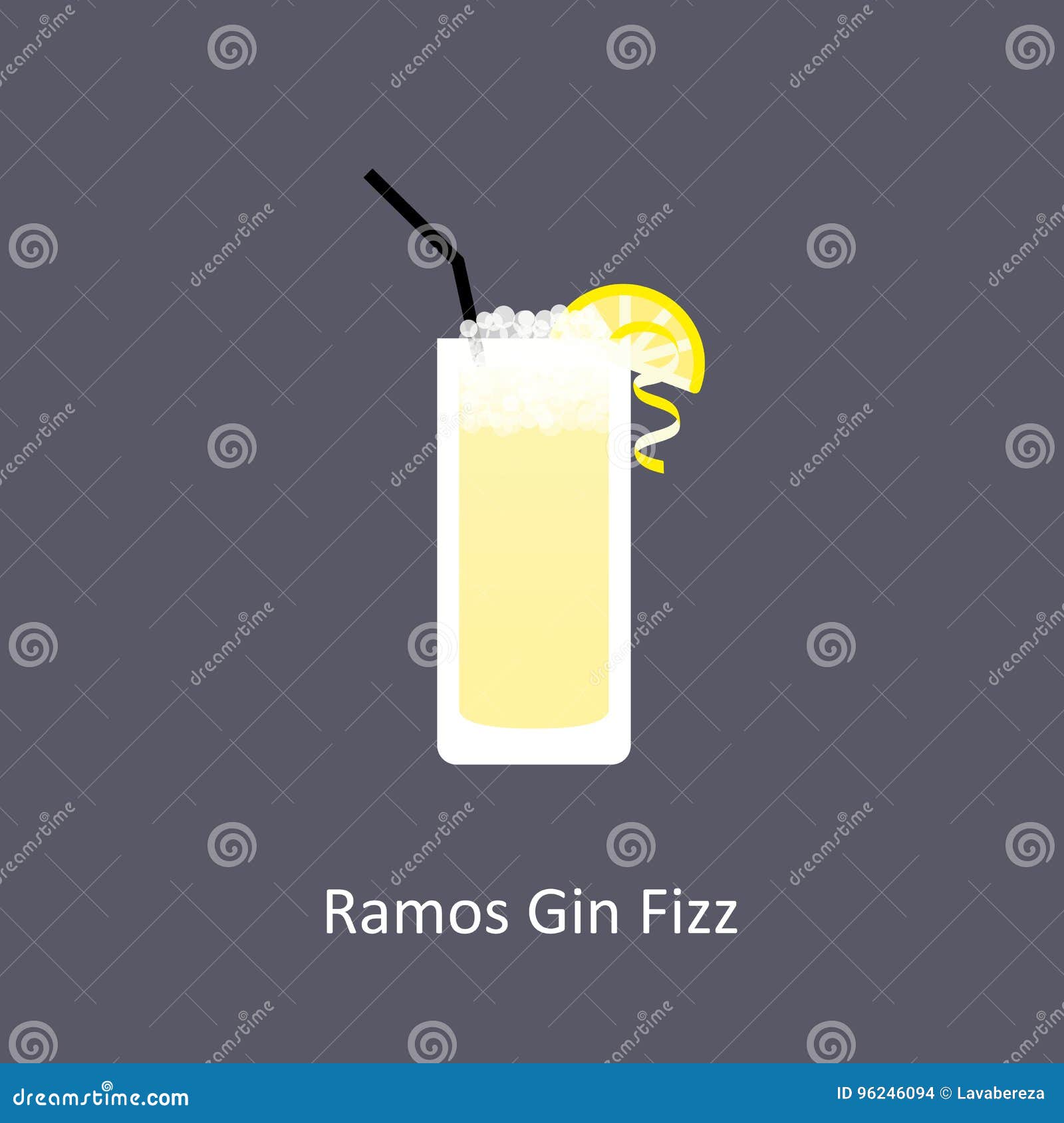 Ramos Gin Fizz Vector Icon On White Background. Flat Vector Ramos Gin ...