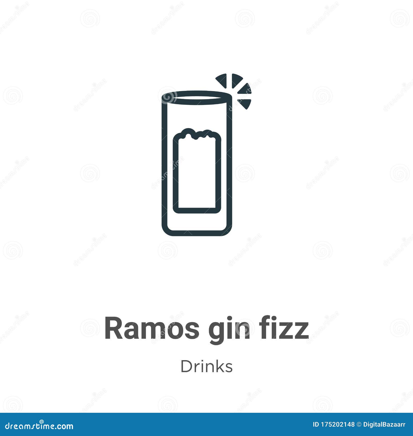 Ramos Gin Fizz Outline Vector Icon. Thin Line Black Ramos Gin Fizz Icon ...
