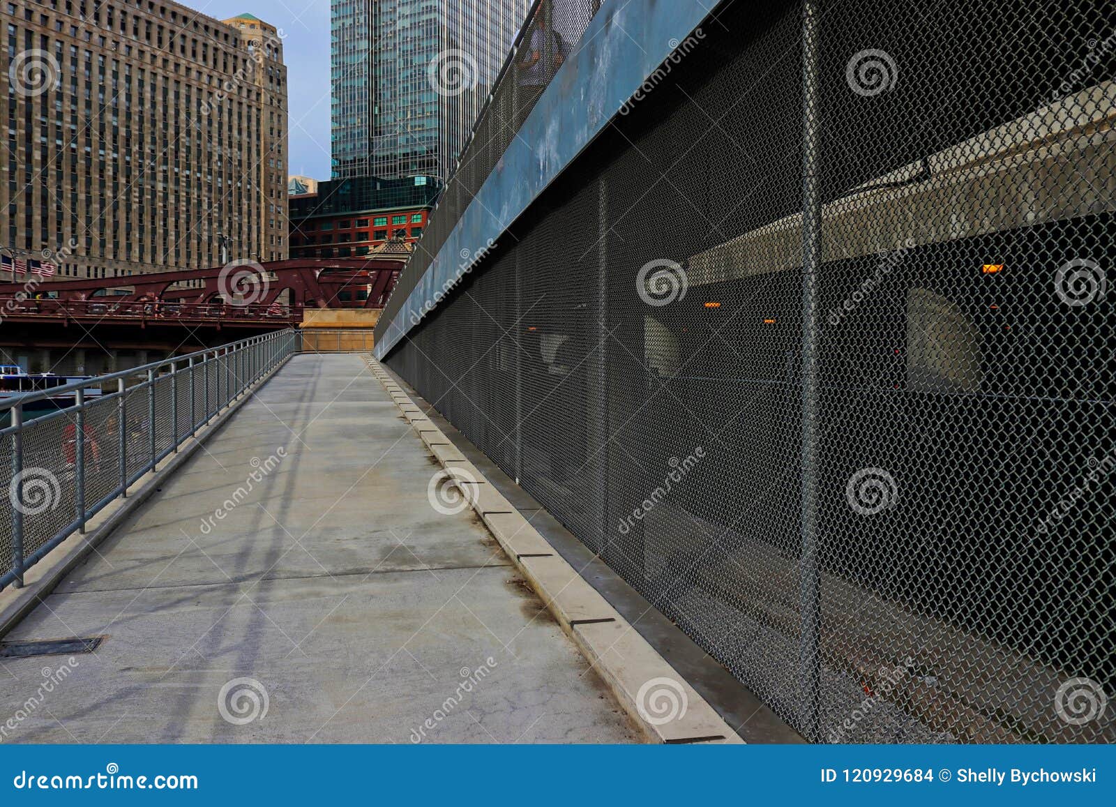 Ramp Leading from Chicago Riverwalk Up To Upper Wacker Drive, with ...