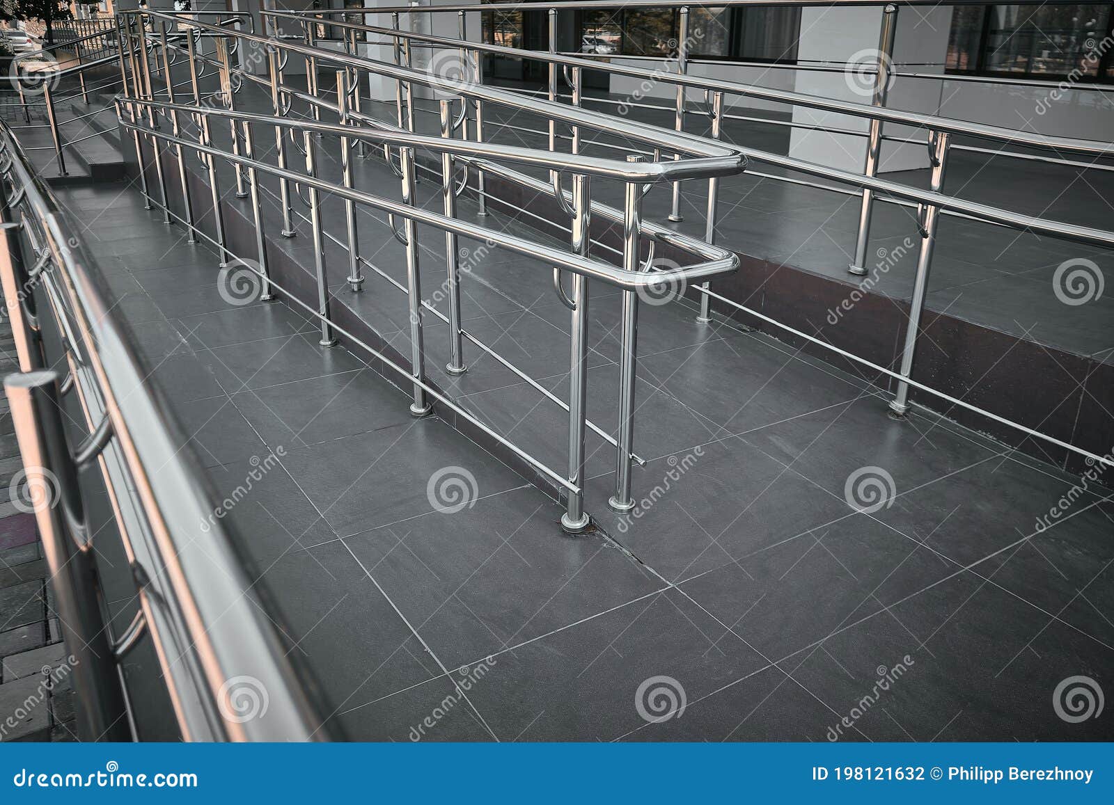 Ramp for People with Disabilities and Chrome Railings Stock Photo ...