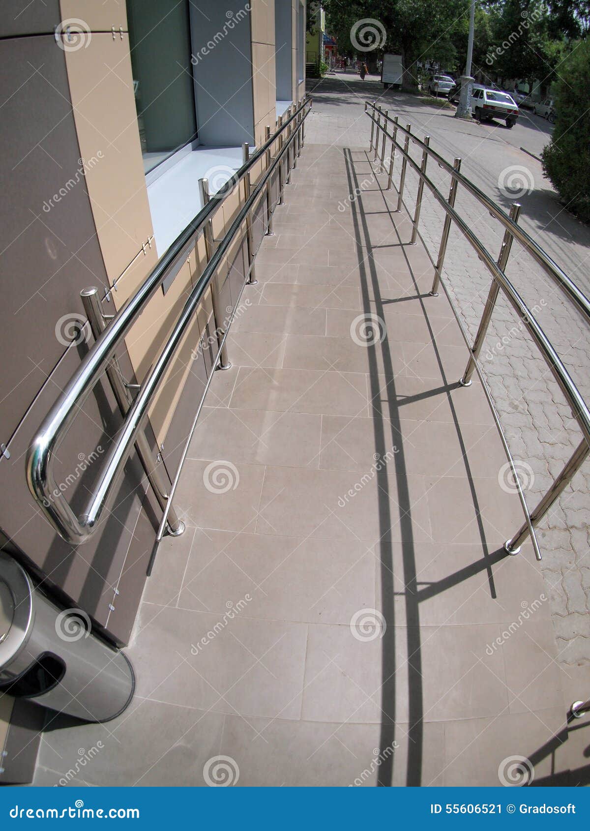 Ramp for Physically Challenged from the Tiled Pavement Stock Image ...