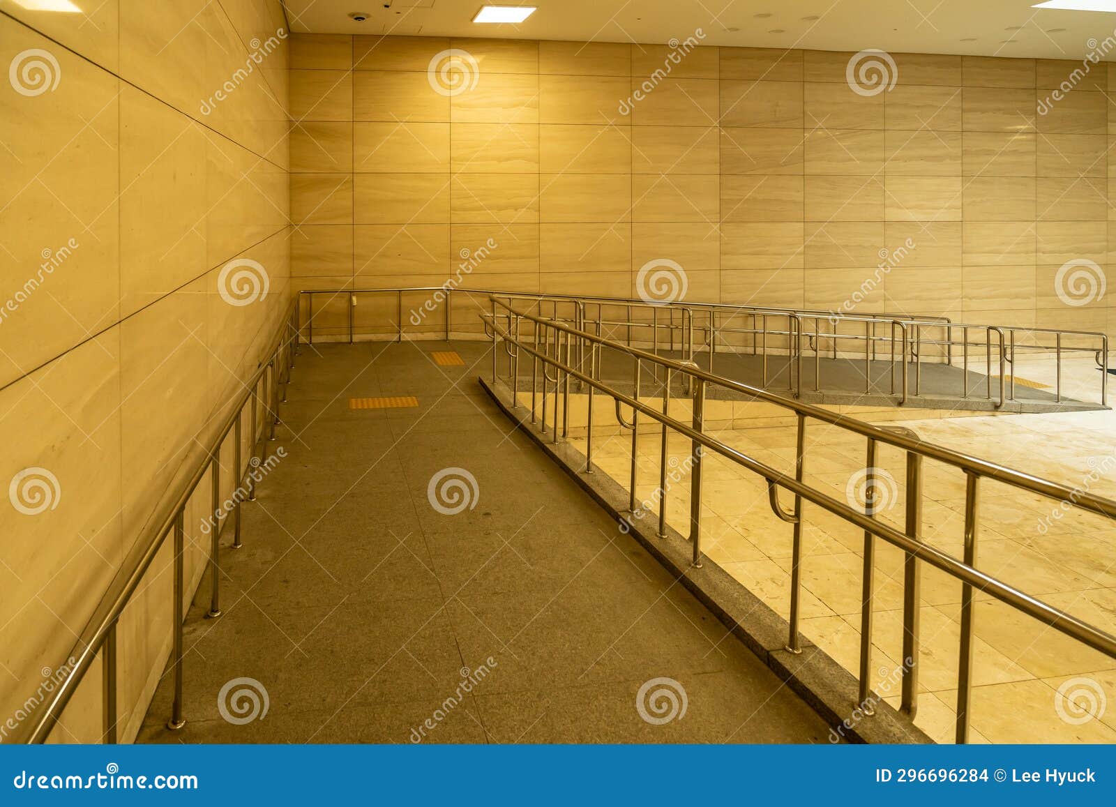 A ramp in a subway station stock photo. Image of facility - 296696284