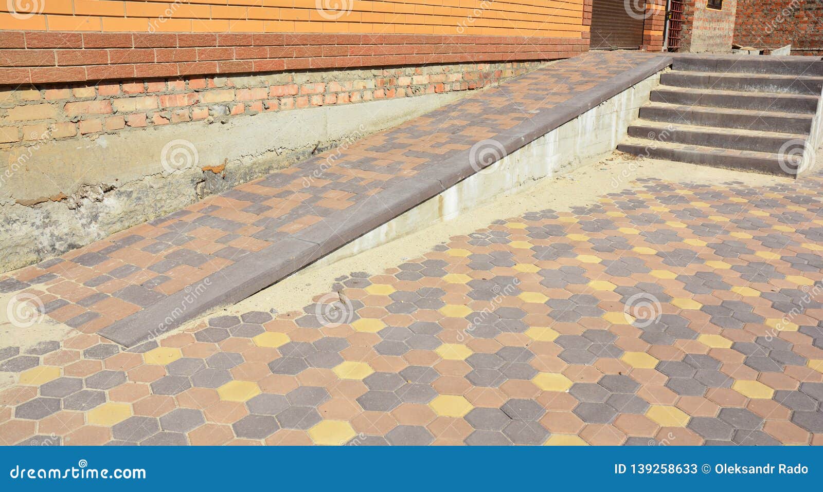 Ramp for Wheelchair Entry and Steps. Brick Ramp Stock Image - Image of ...