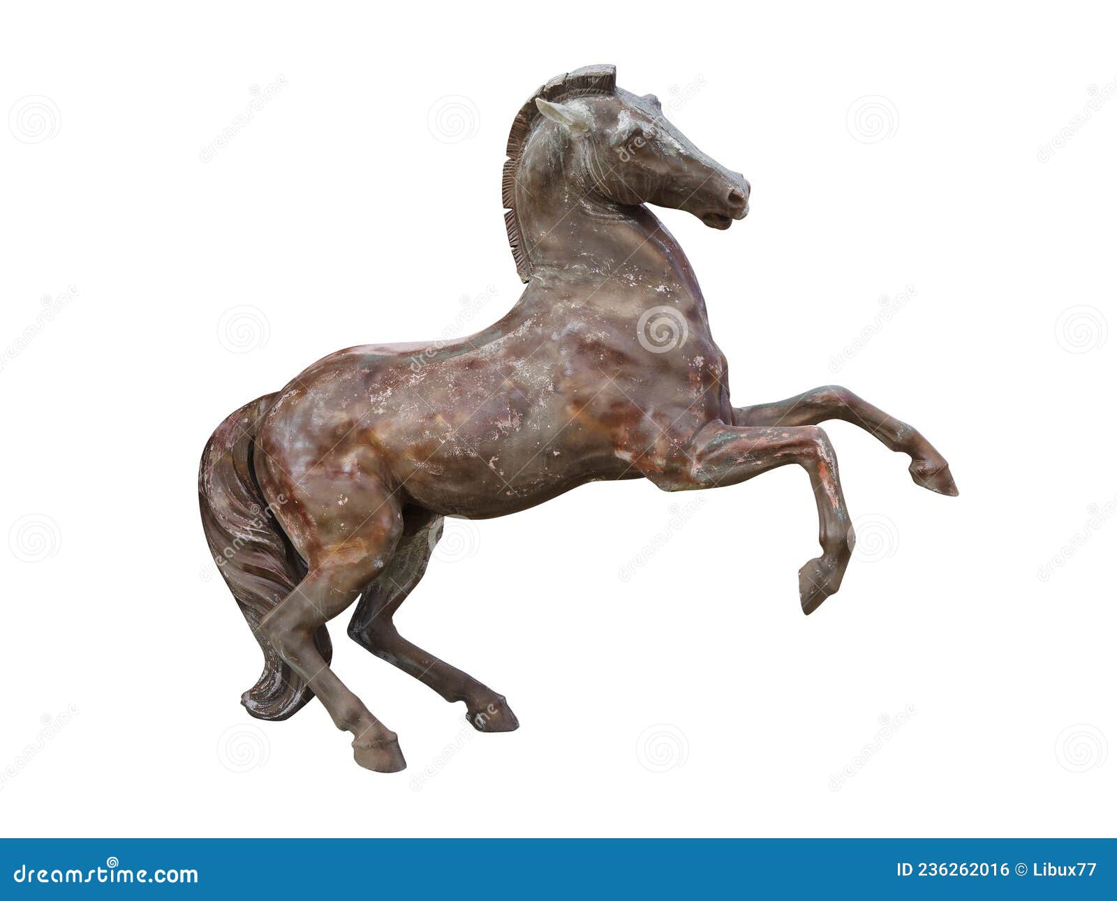 Rampant Bronze Horse Isolated on White Stock Photo - Image of artistic ...