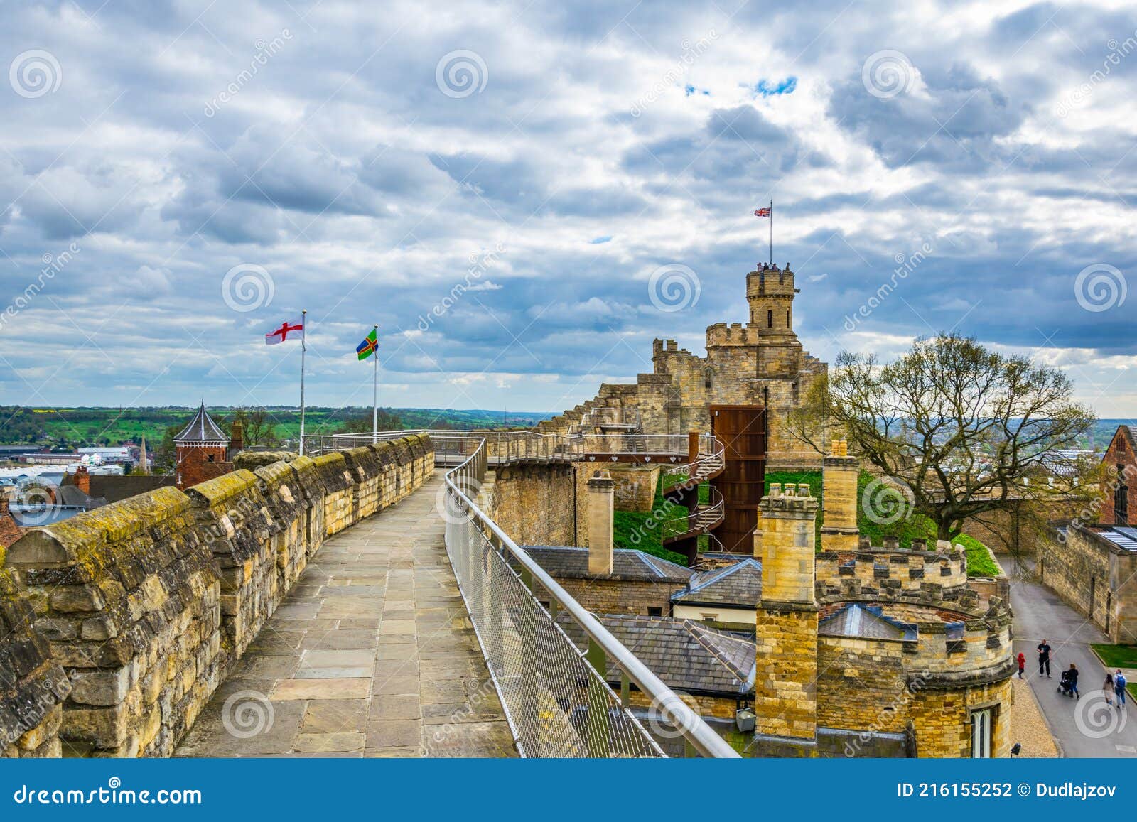 Rampart of the Lincoln Castle, England Stock Photo - Image of town ...