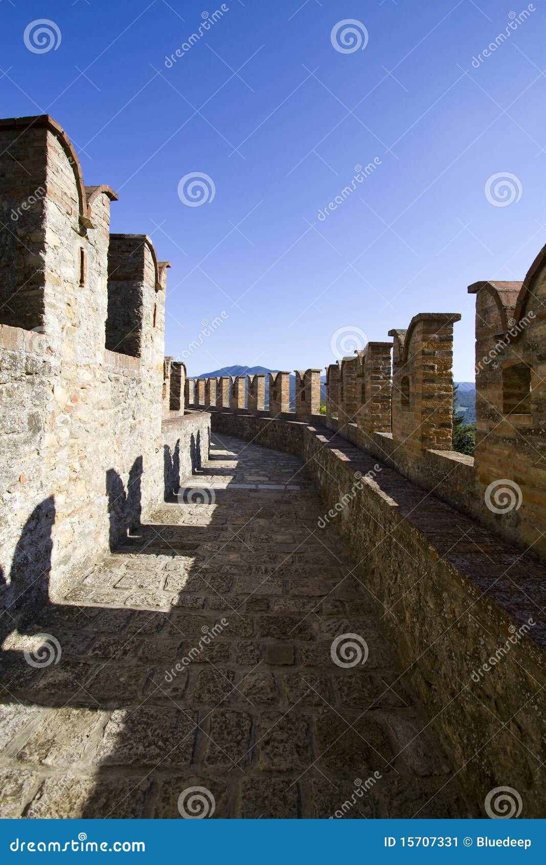 Rampart walk of the castle stock image. Image of vigoleno - 15707331