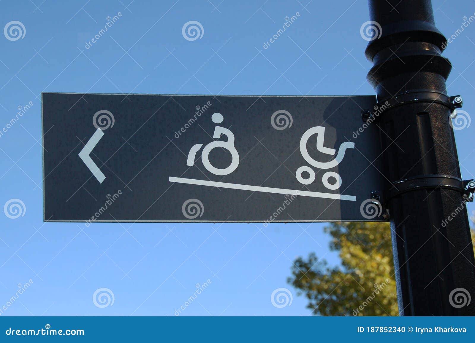 Ramped Access, Using Wheelchair Ramp with Information Sign Stock Photo ...