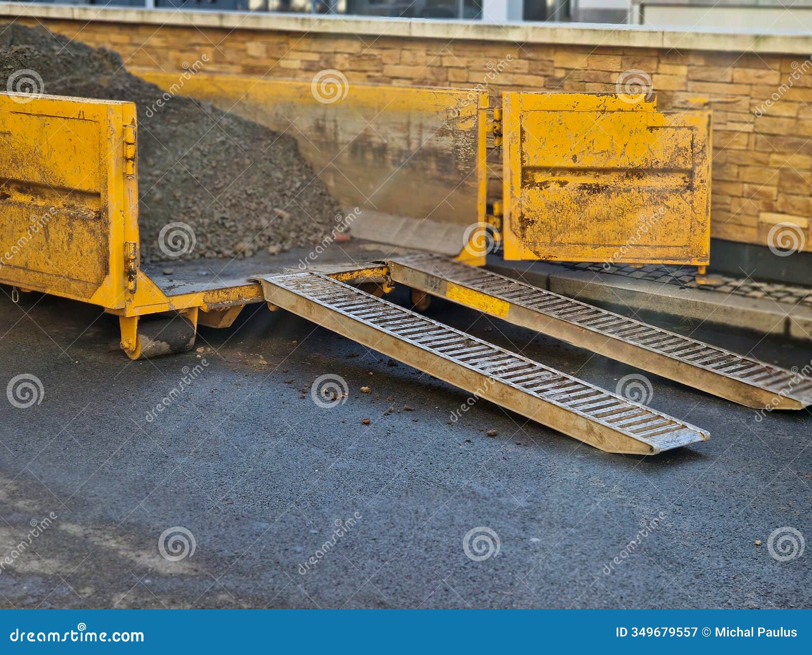 Ramps for a Loader Carrying Soil into a Stock Image - Image of ...