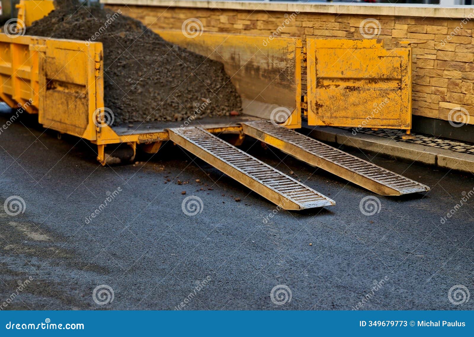 Ramps for a Loader Carrying Soil into a Stock Image - Image of ...
