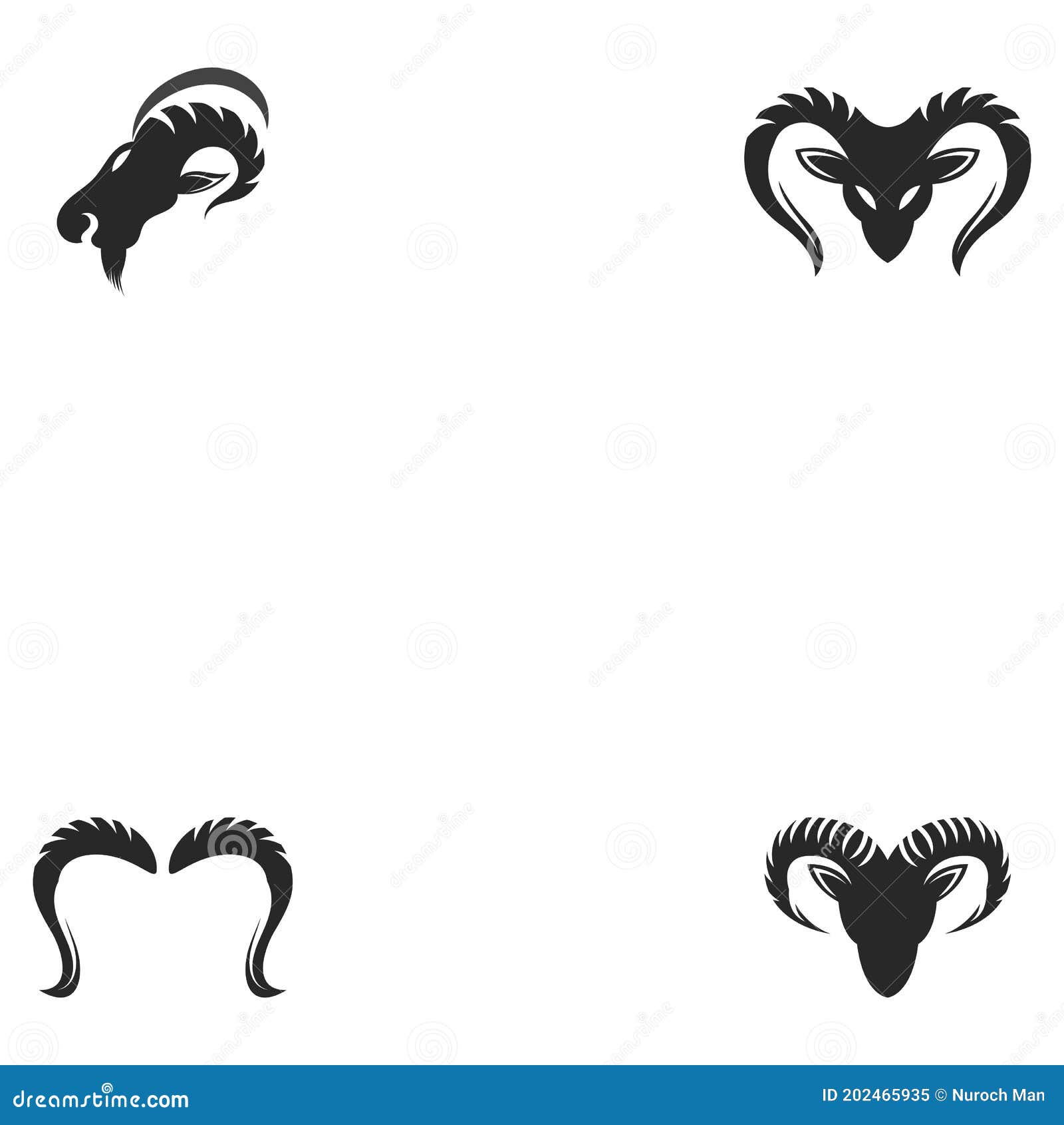 Rams Head Logo Template Silhouette Icon. Stock Vector - Illustration of ...
