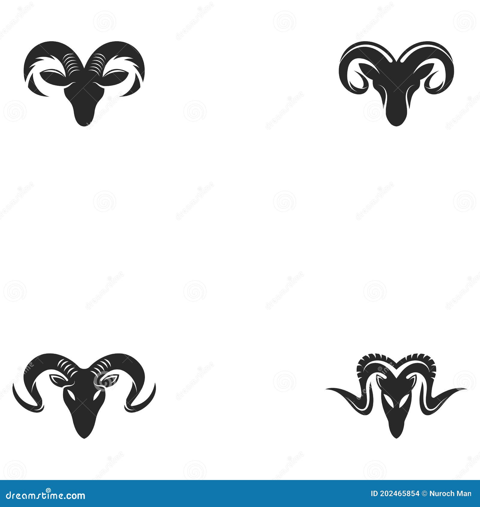 Rams Head Logo Template Silhouette Icon. Stock Vector - Illustration of ...