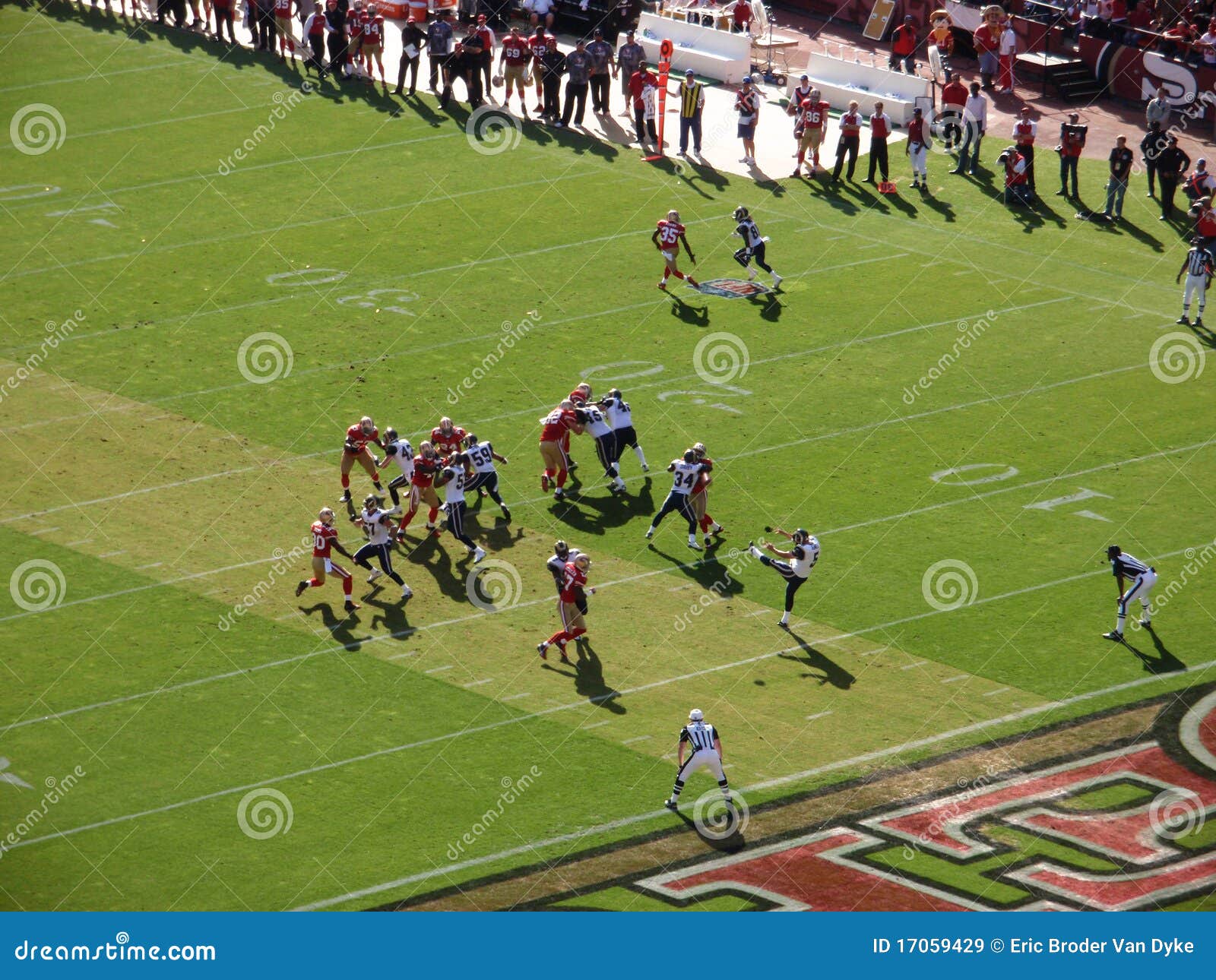 Rams Kicker Punts Football Down Field Editorial Stock Image - Image of ...