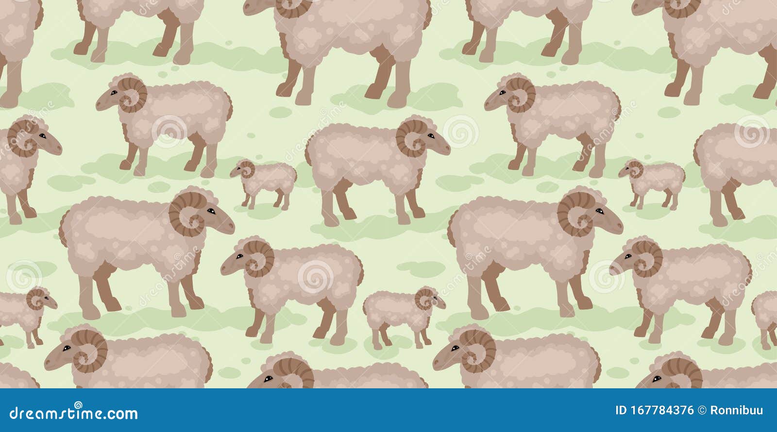 Rams. Sheeps. Seamless Pattern. Farm Animals. Vector Illustration Stock ...