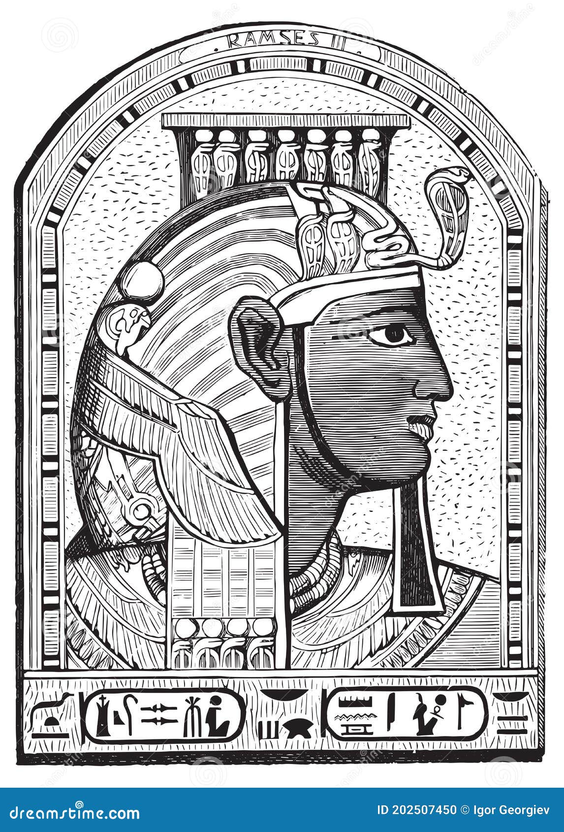 Ramses II. Set of Egyptian Labels and Elements. Vector Set Illustration ...