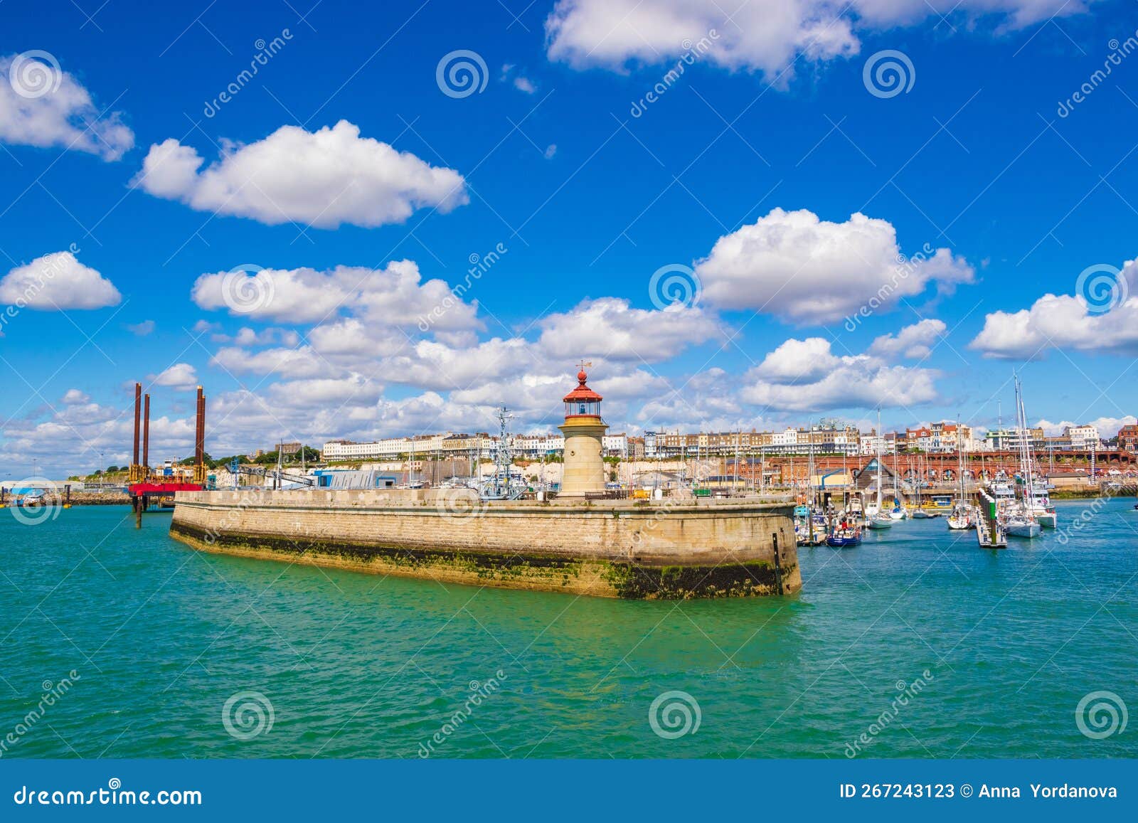 Ramsgate Pier and Lighthouse Panorama Kent England Stock Image - Image ...