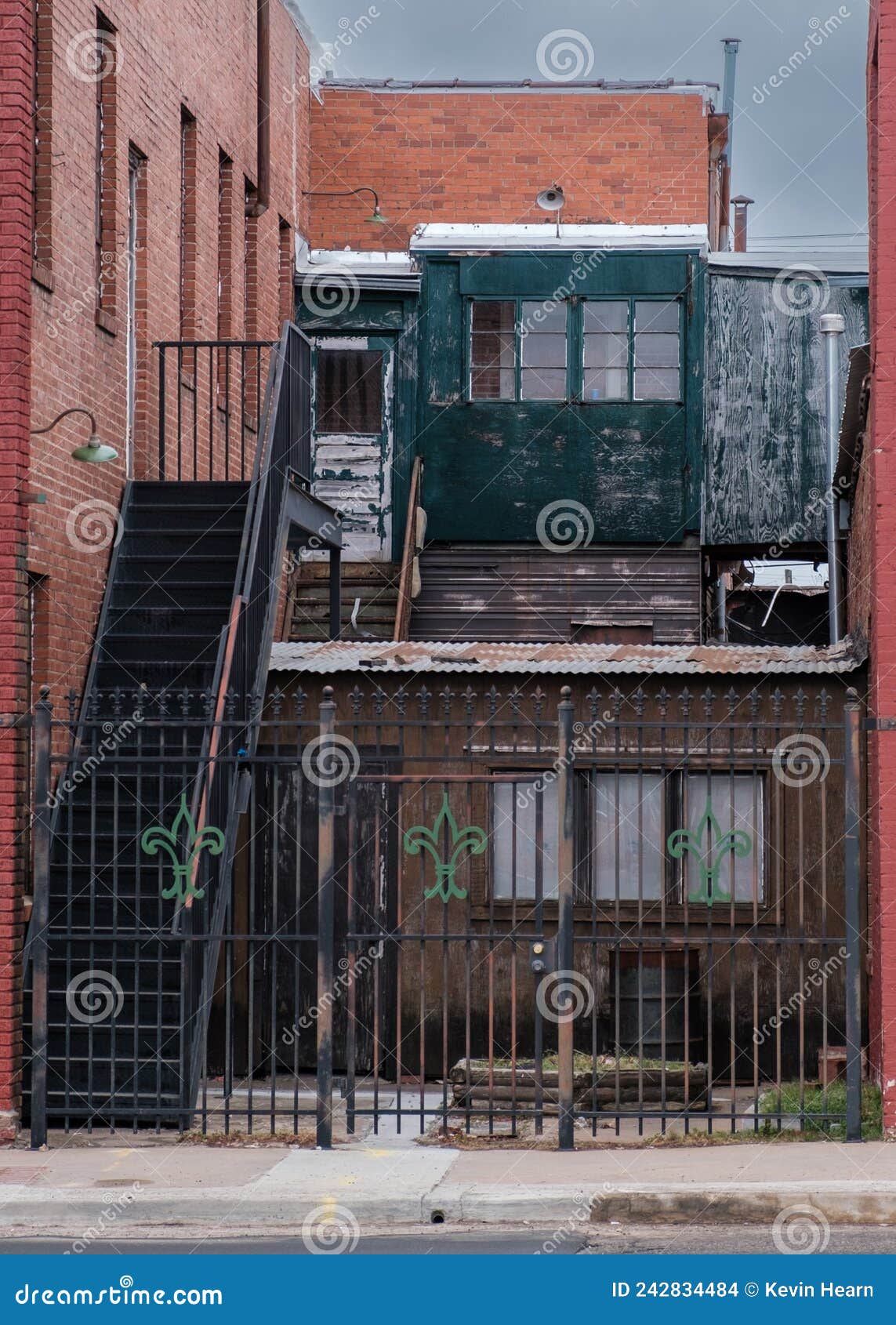 Ramshackle Add-on between Two Brick Buildings Stock Photo - Image of ...