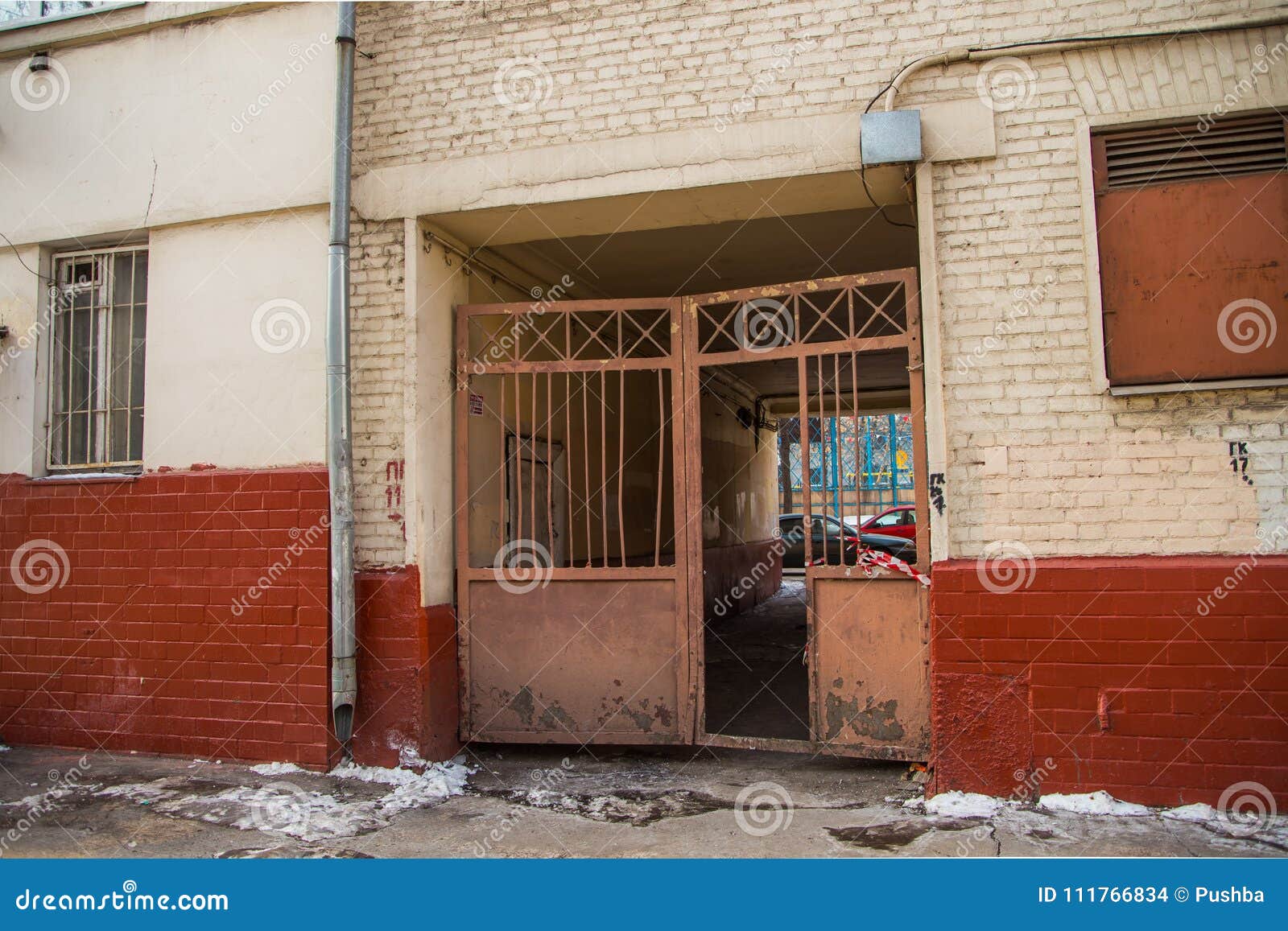 Ramshackle Entrance in an Old High-rise Building Stock Photo - Image of ...