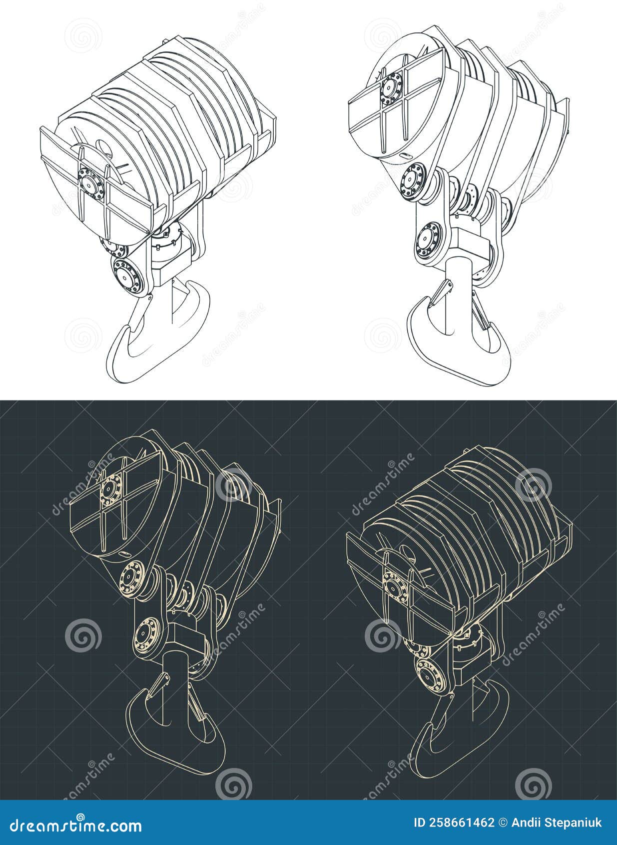 Ramshorn Hook Isometric Blueprints Stock Vector - Illustration of hoist ...