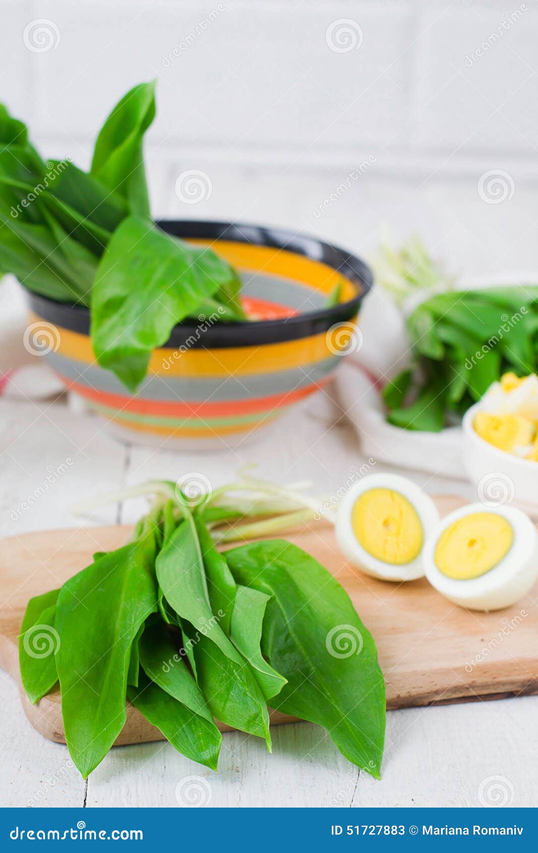 Ramson and Boiled Eggs. Set for Spring Salad Stock Image - Image of ...