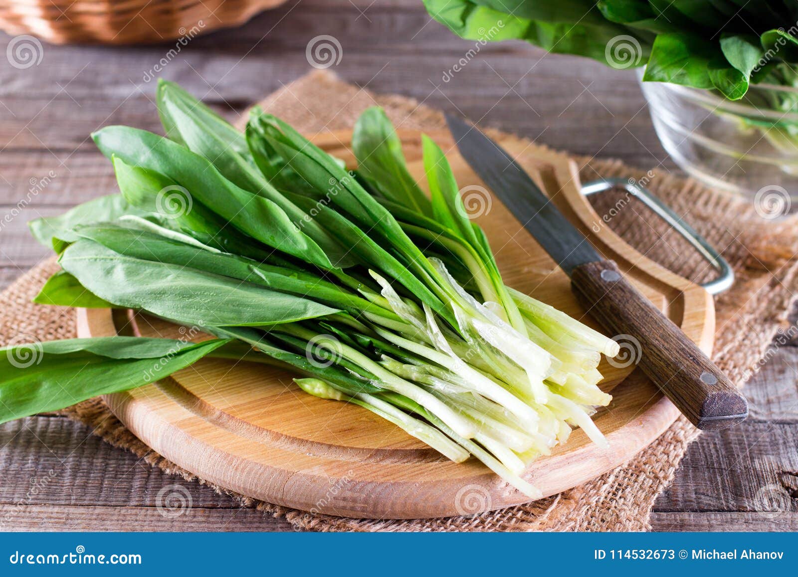 Ramson or Wild Garlic on a Cutting Board Stock Image - Image of food ...