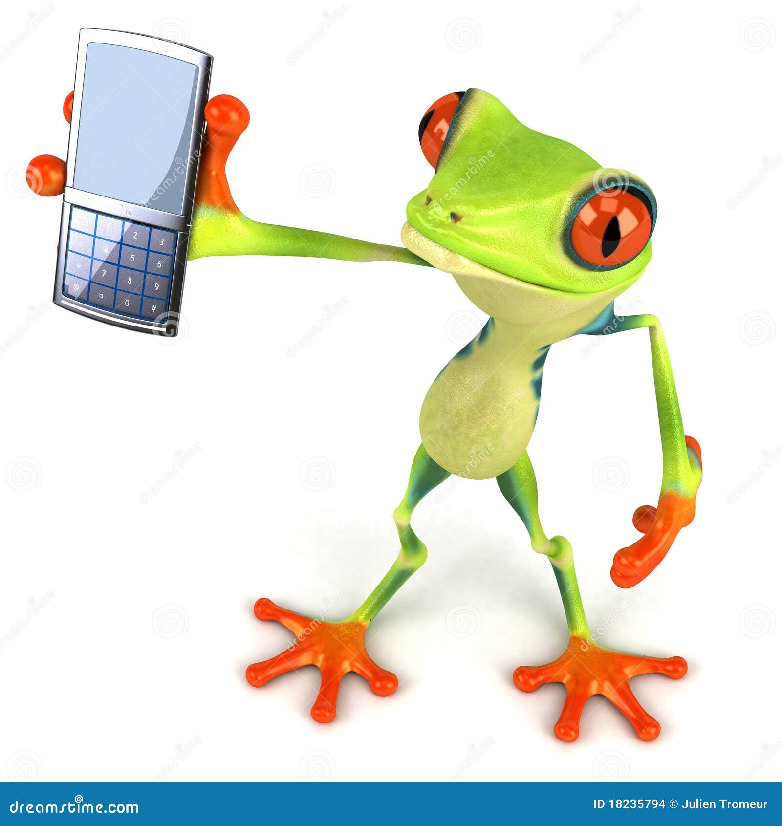 Rana Con Un Telefono Mobile Illustrazione di Stock - Illustrazione di ...