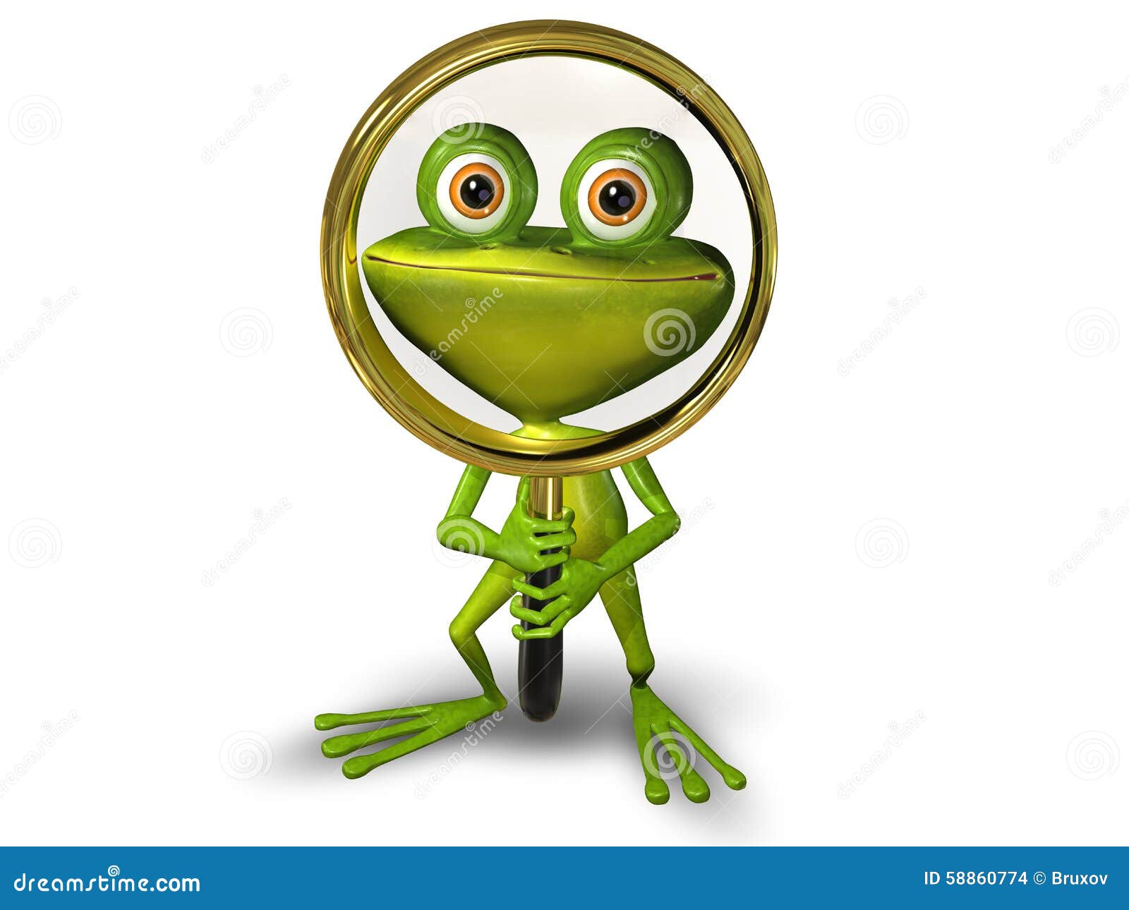 Rana con una lupa foto de archivo. Ilustración de indique - 58860774