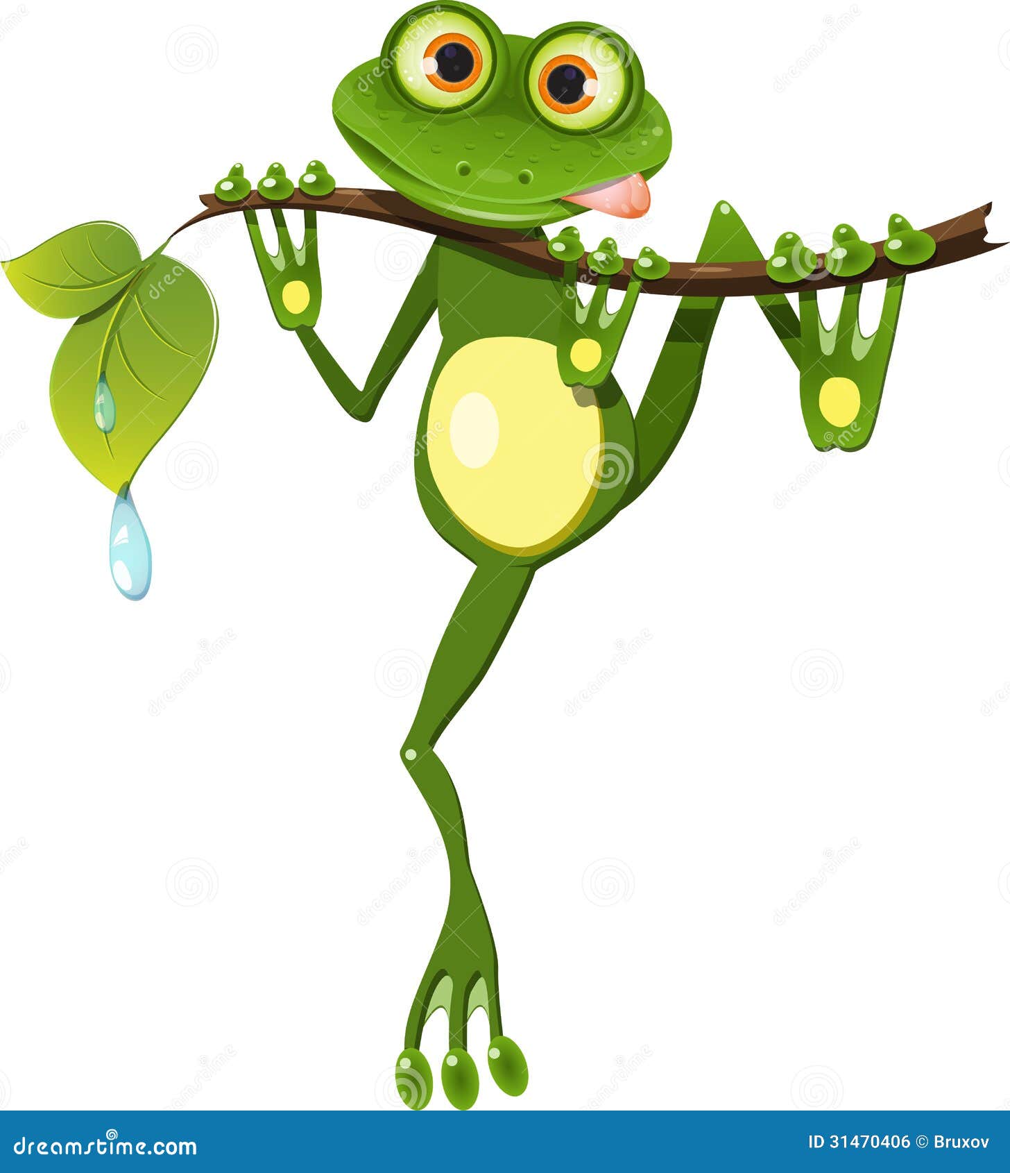 Rana en una rama ilustración del vector. Ilustración de rana - 31470406