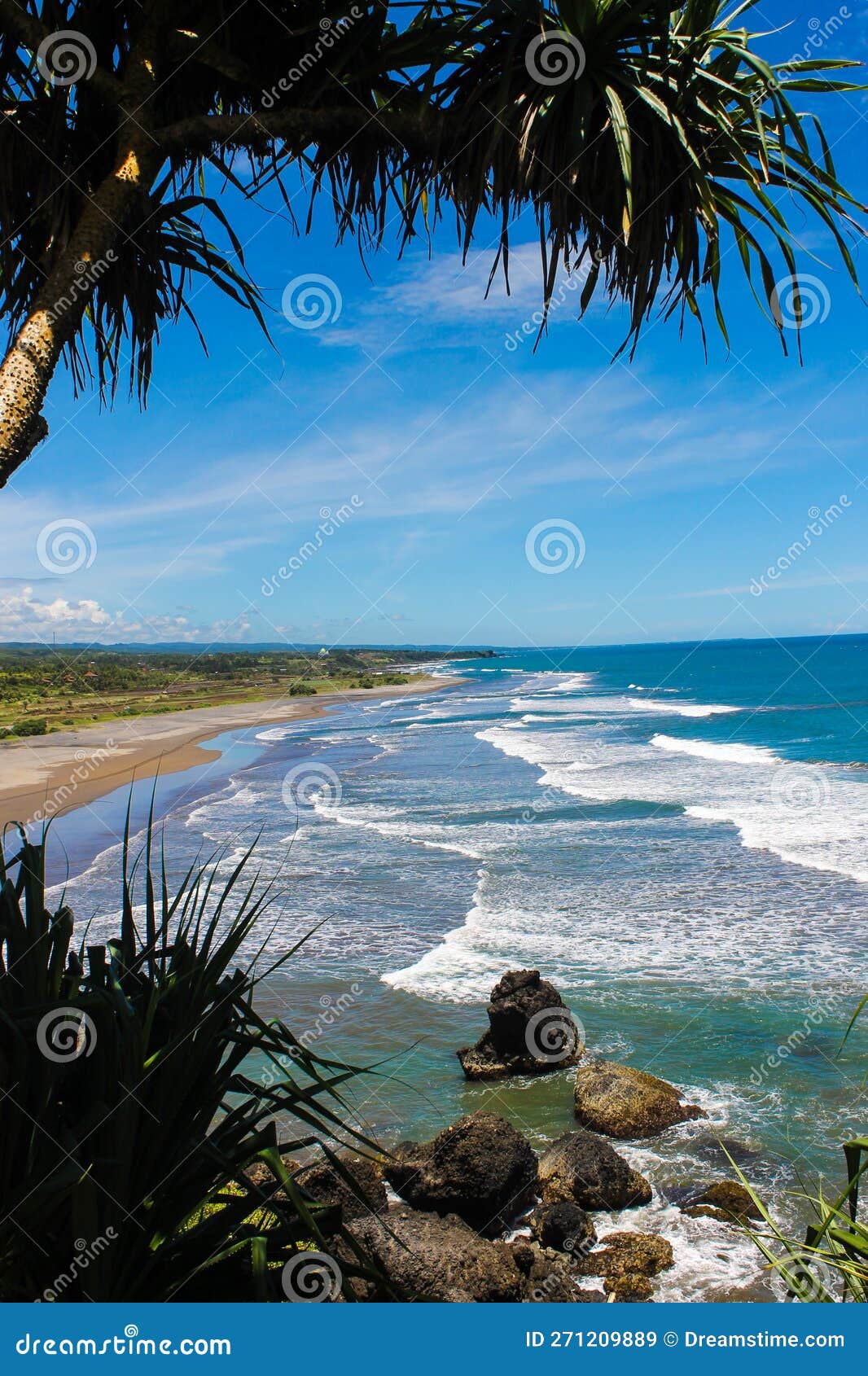 Rancabuaya beach stock image. Image of beach, horizon - 271209889