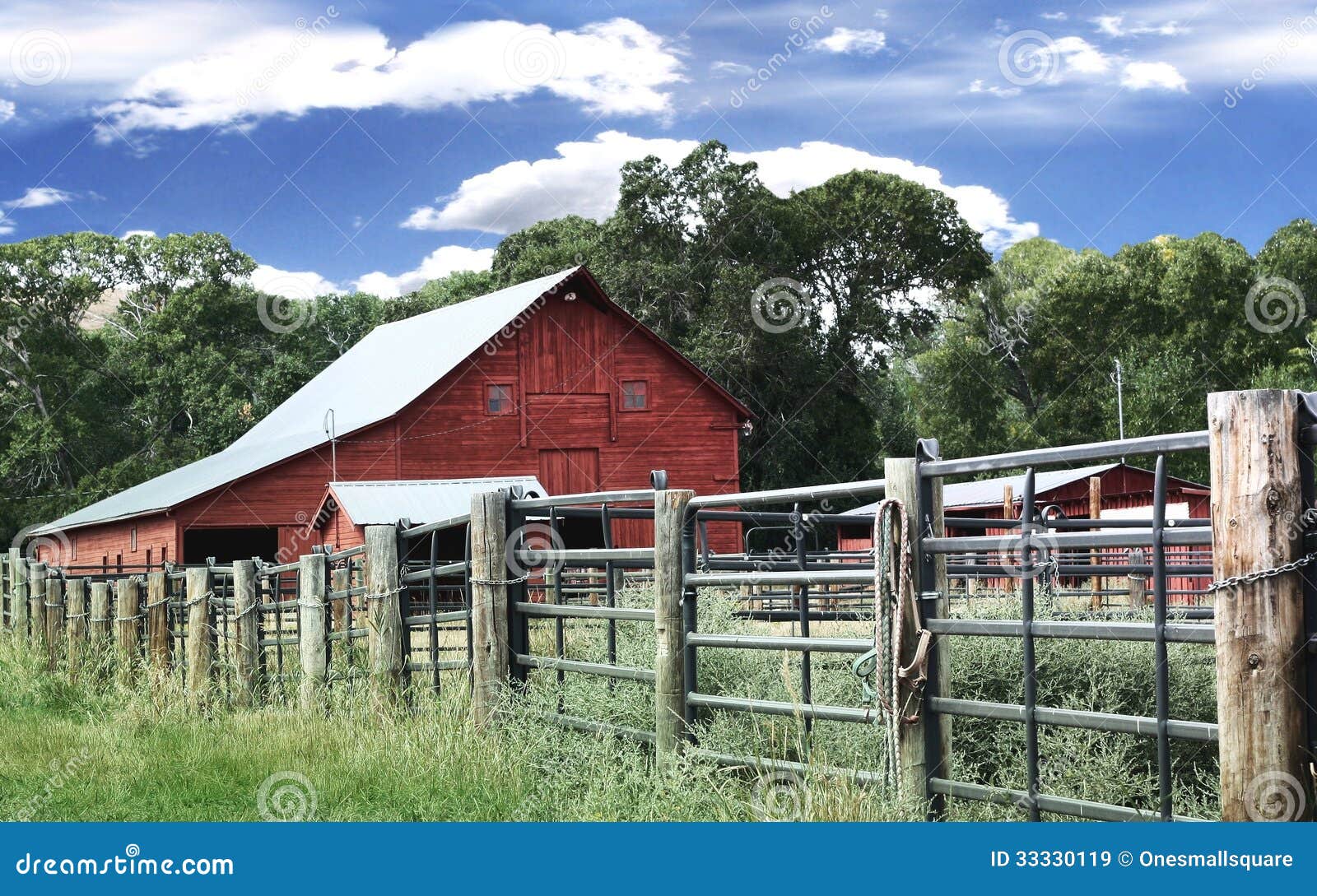 Ranch Barn stock image. Image of landscape, fence, barn - 33330119