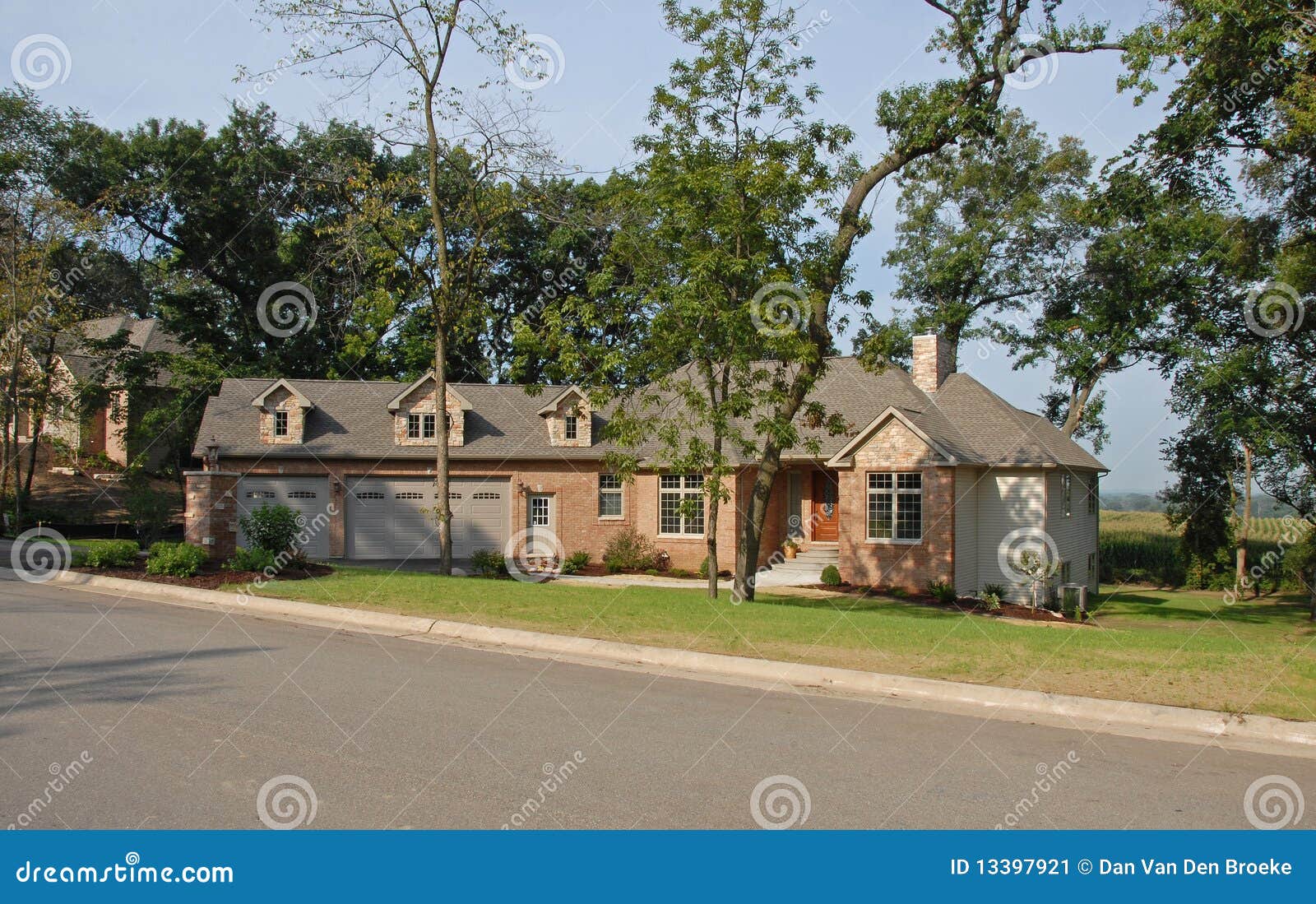 Ranch style home stock image. Image of lawnmower, nice - 13397921