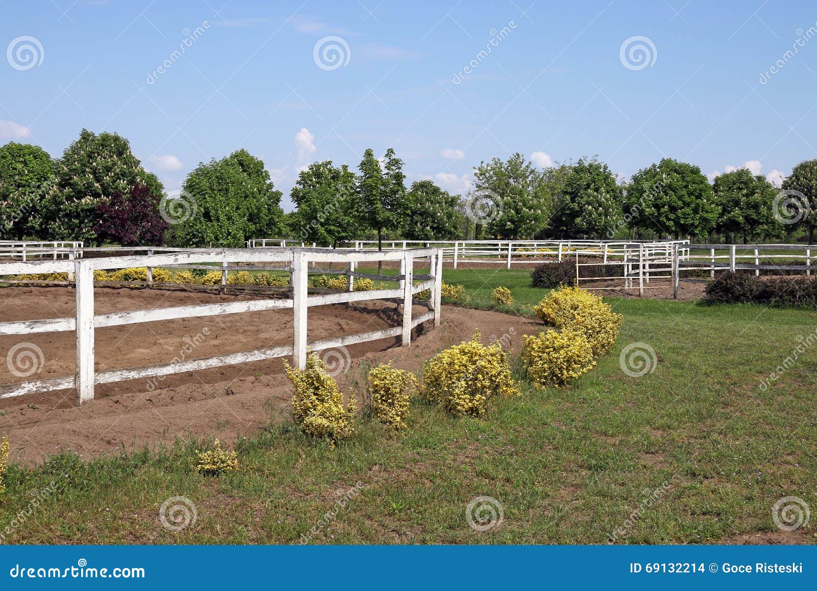 Ranch with white corral stock photo. Image of meadow - 69132214