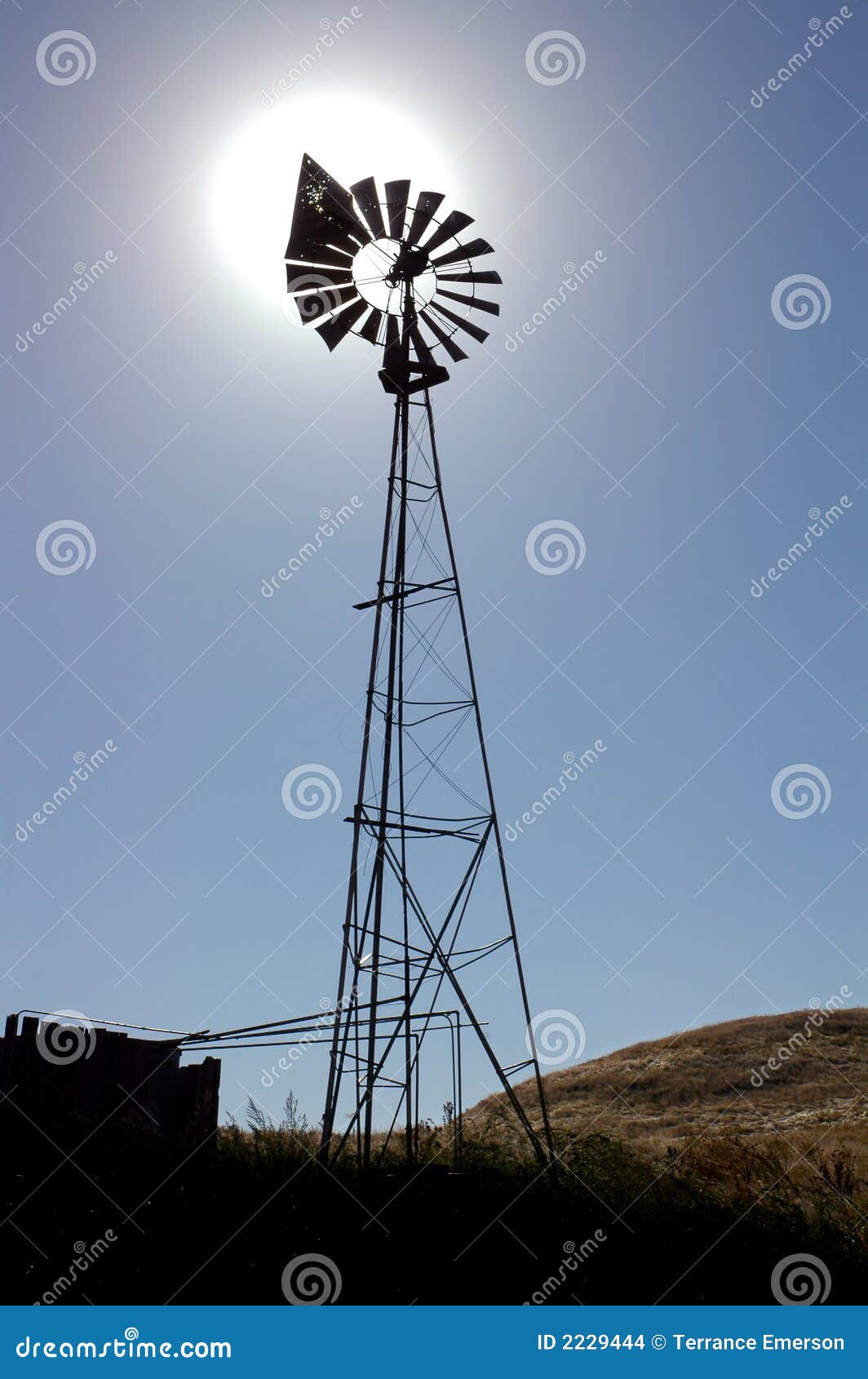 Ranch Windmill, Sun Behind stock photo. Image of silhouette - 2229444