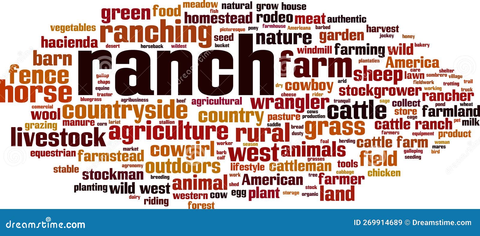 Ranch word cloud stock vector. Illustration of homestead - 269914689
