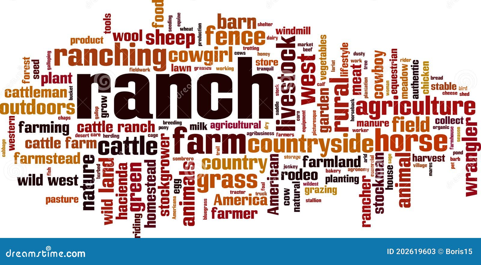 Ranch word cloud stock vector. Illustration of meat - 202619603