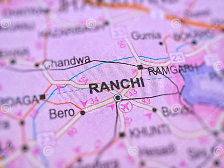 Ranchi on a Map of India with Blur Effect Stock Image - Image of ...