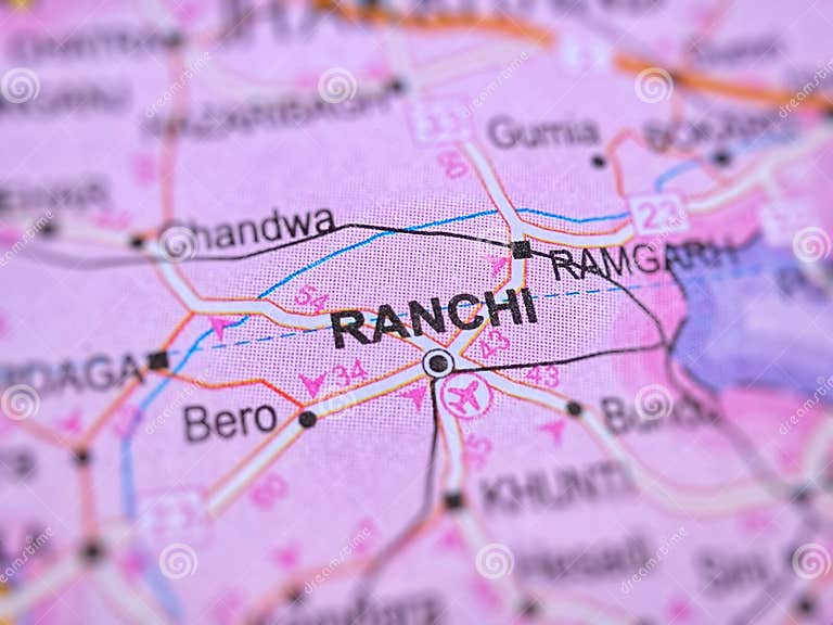 Ranchi on a Map of India with Blur Effect Stock Image - Image of ...