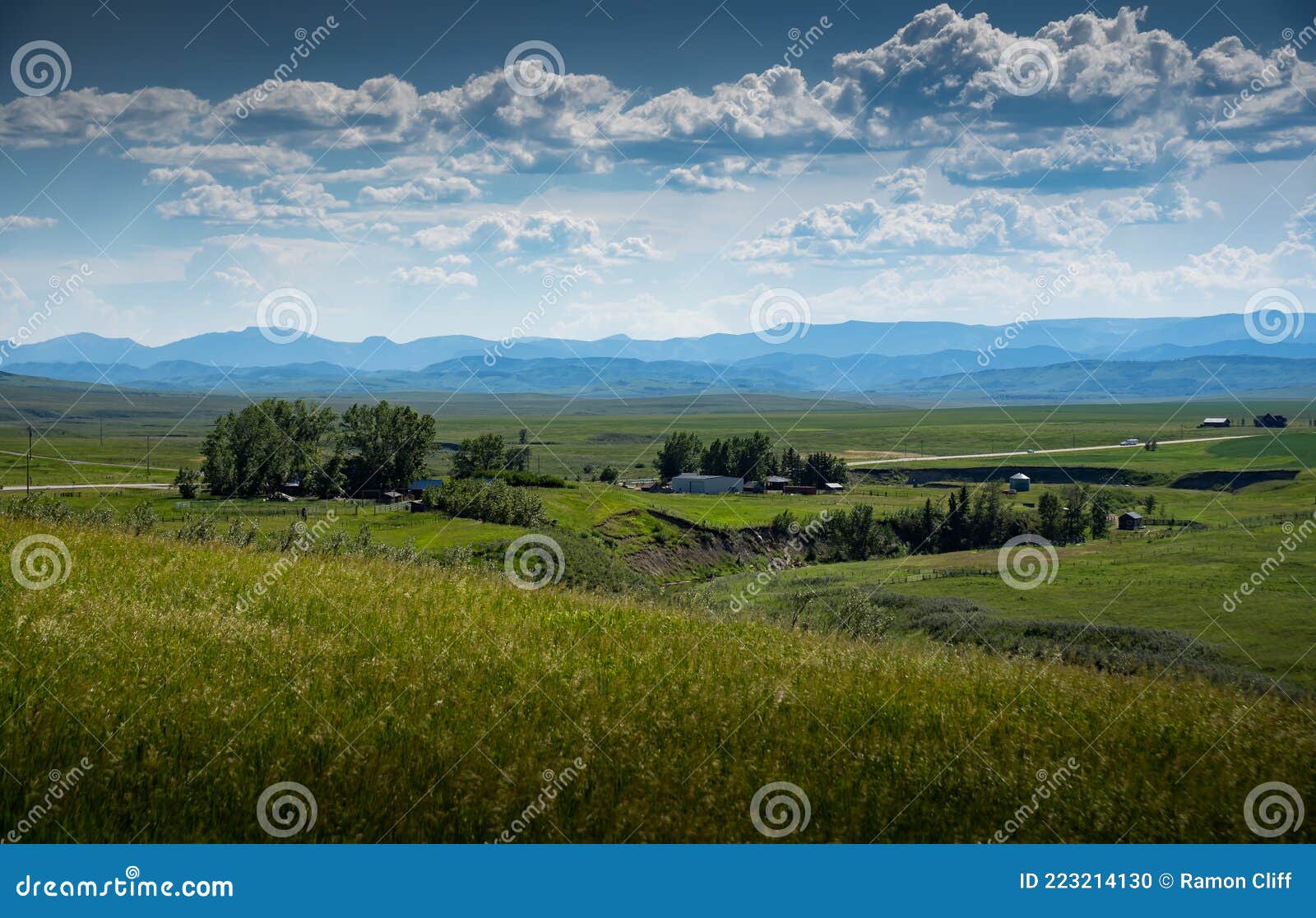 Ranching Farm Along the Eastern Slopes of the Canadian Rocky Mountains ...